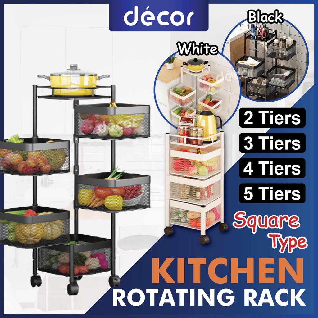 Clearance Sale !! Kitchen Rotating Foldable Rack Moving Shelf Rak Dapur ...