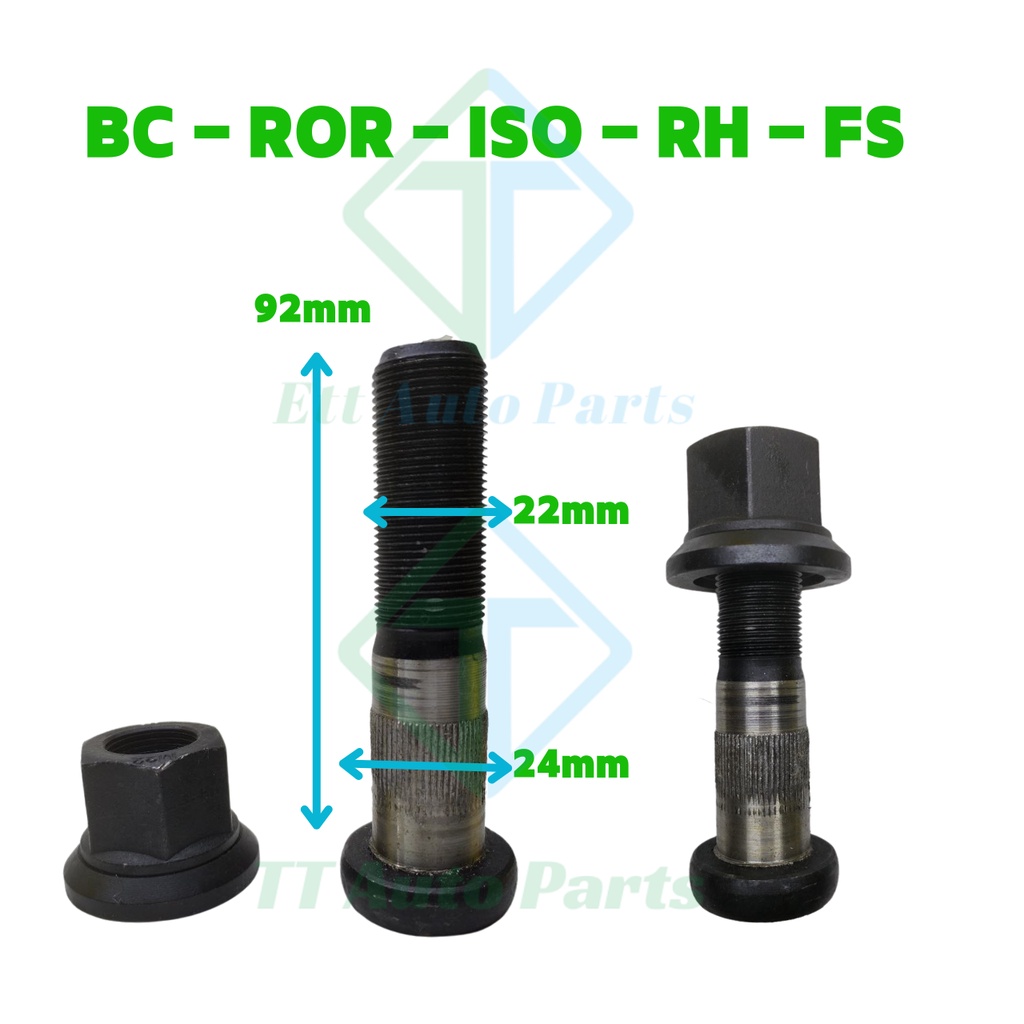 BC-TMC Iso-Rh Black HD Tyre Bolt Tyre Screw Belakang=Rear Wheel Bolt ...