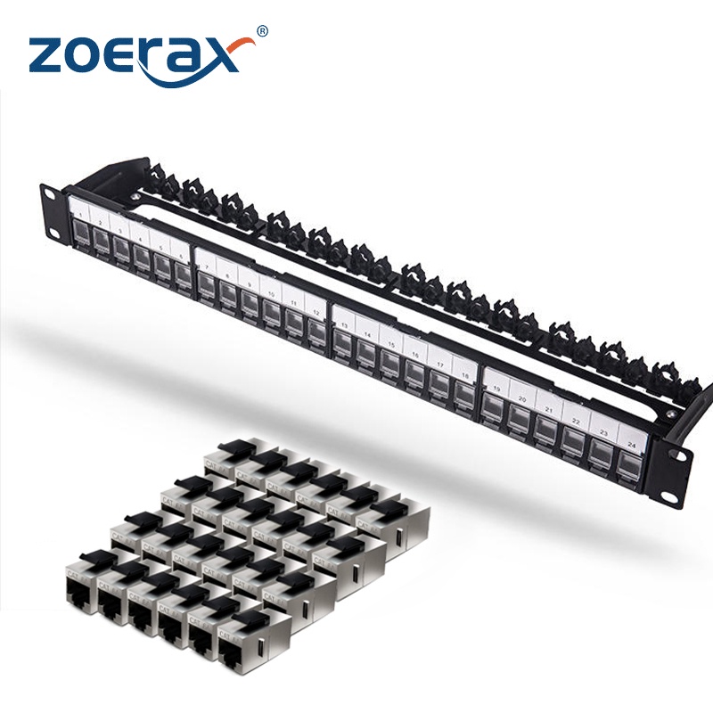 ZoeRax Rackmount or Wall Mount 24-Port Shielded RJ45 Patch Panel with ...