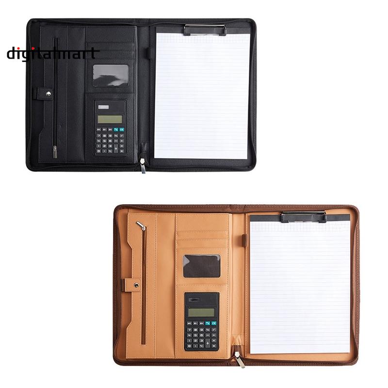 Leather Portfolio Folder with Zipper for Women/Men, Business Padfolio ...