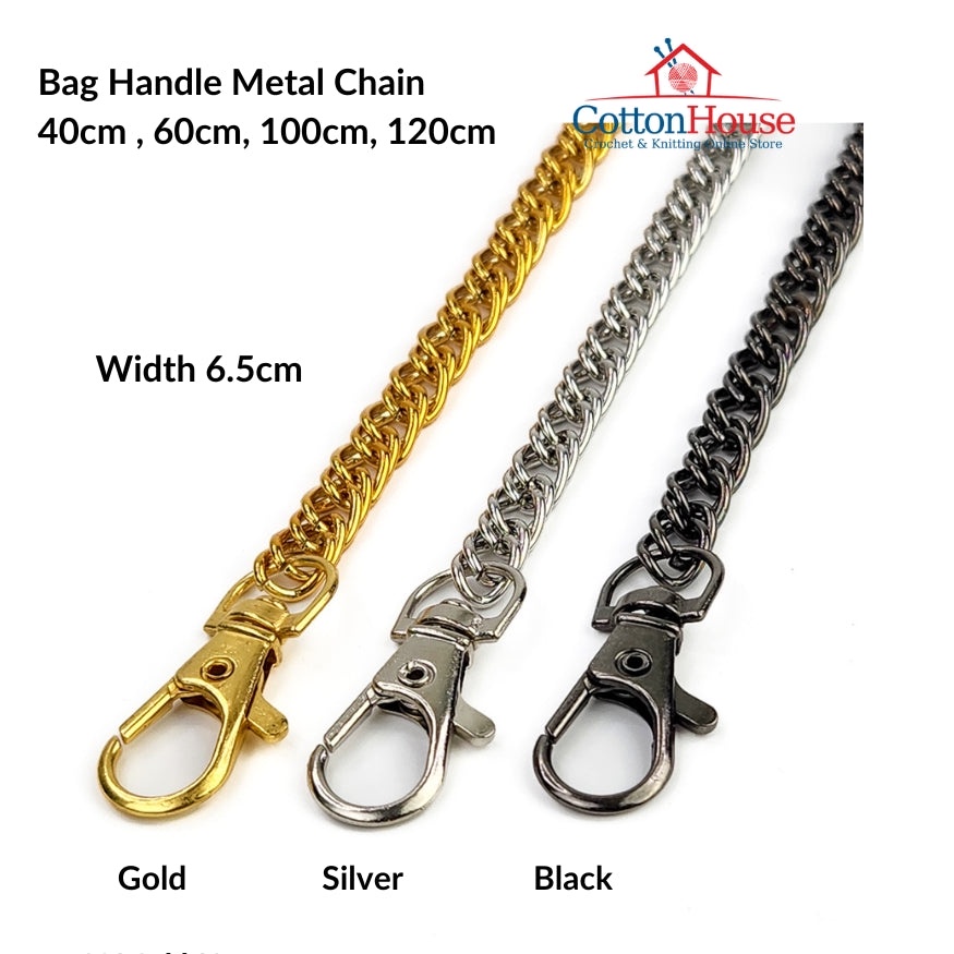 Purse Chain Handle Metal 40cm 60cm 100cm 120cm Gold Silver Black Tone ...