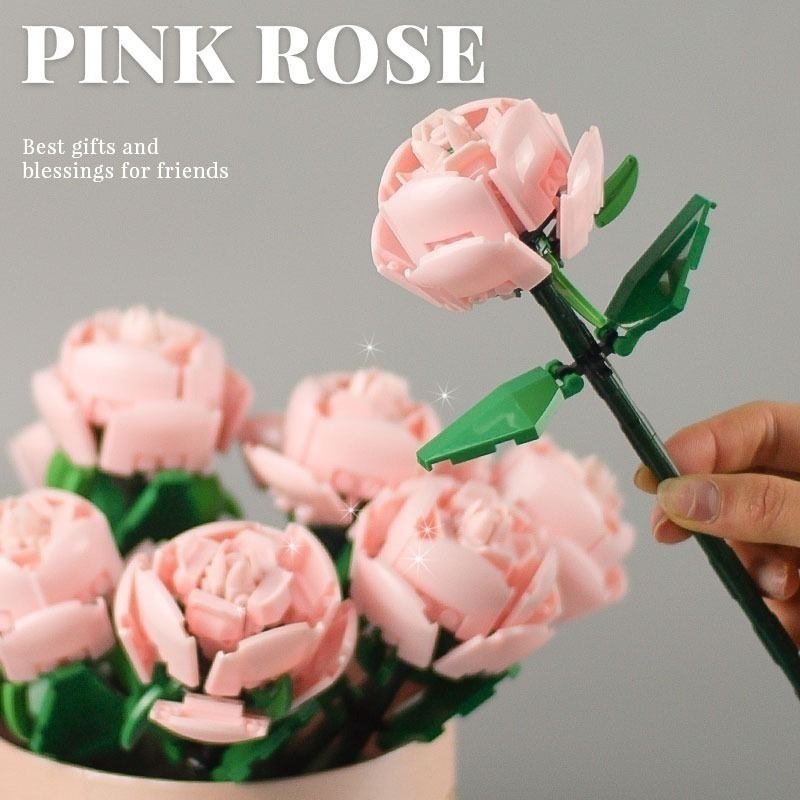 Bouquet Building Blocks Romantic Rose Red Model Brick Toys Flower ...
