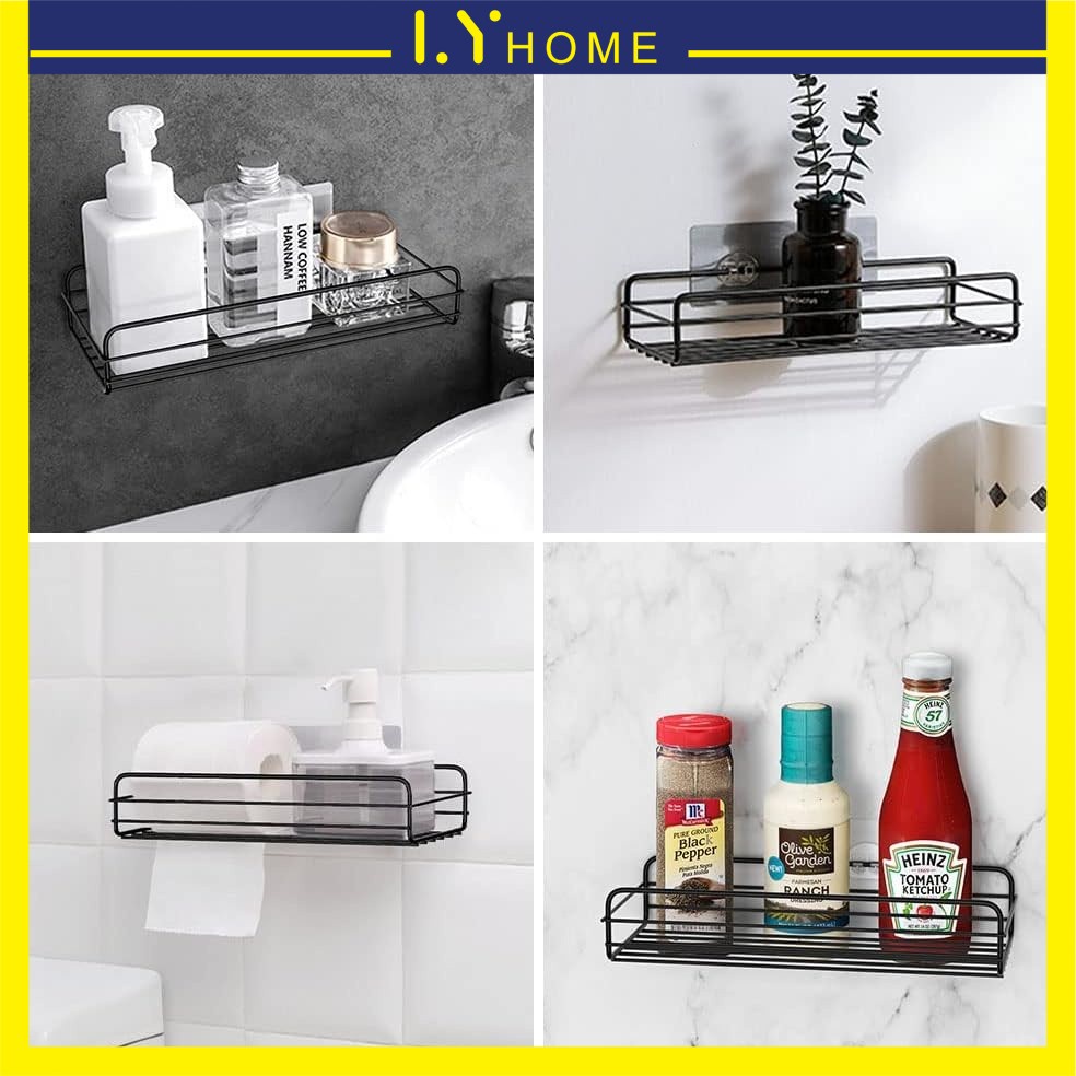 Iron Bathroom Shelf Toiletry Shelf Bedroom Storage Kitchen Wall-Mounted ...