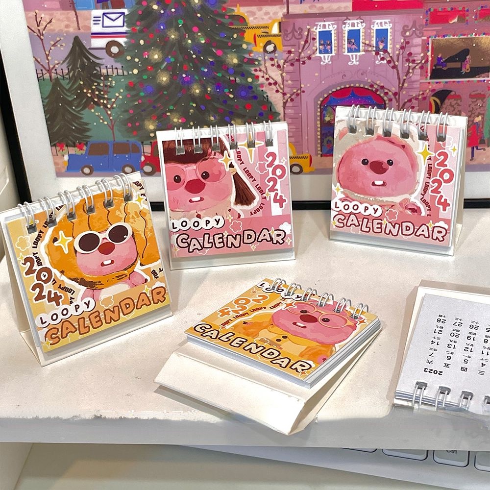 New Ruby Loopy Small Desk Calendar Mini 2024 Cartoon Desktop Calendar ...