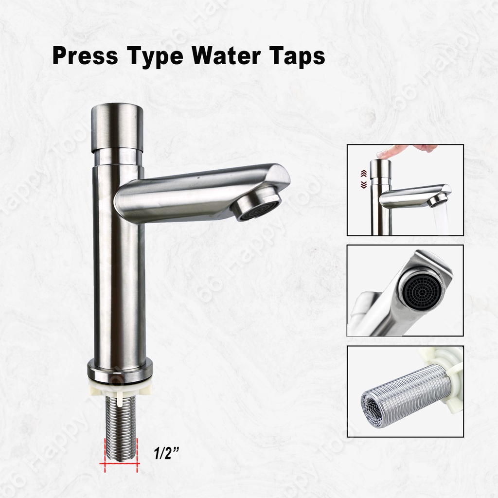 EUROUK Toiler Taps Brass Auto Self Closing Time Delay Pillar Wall ...
