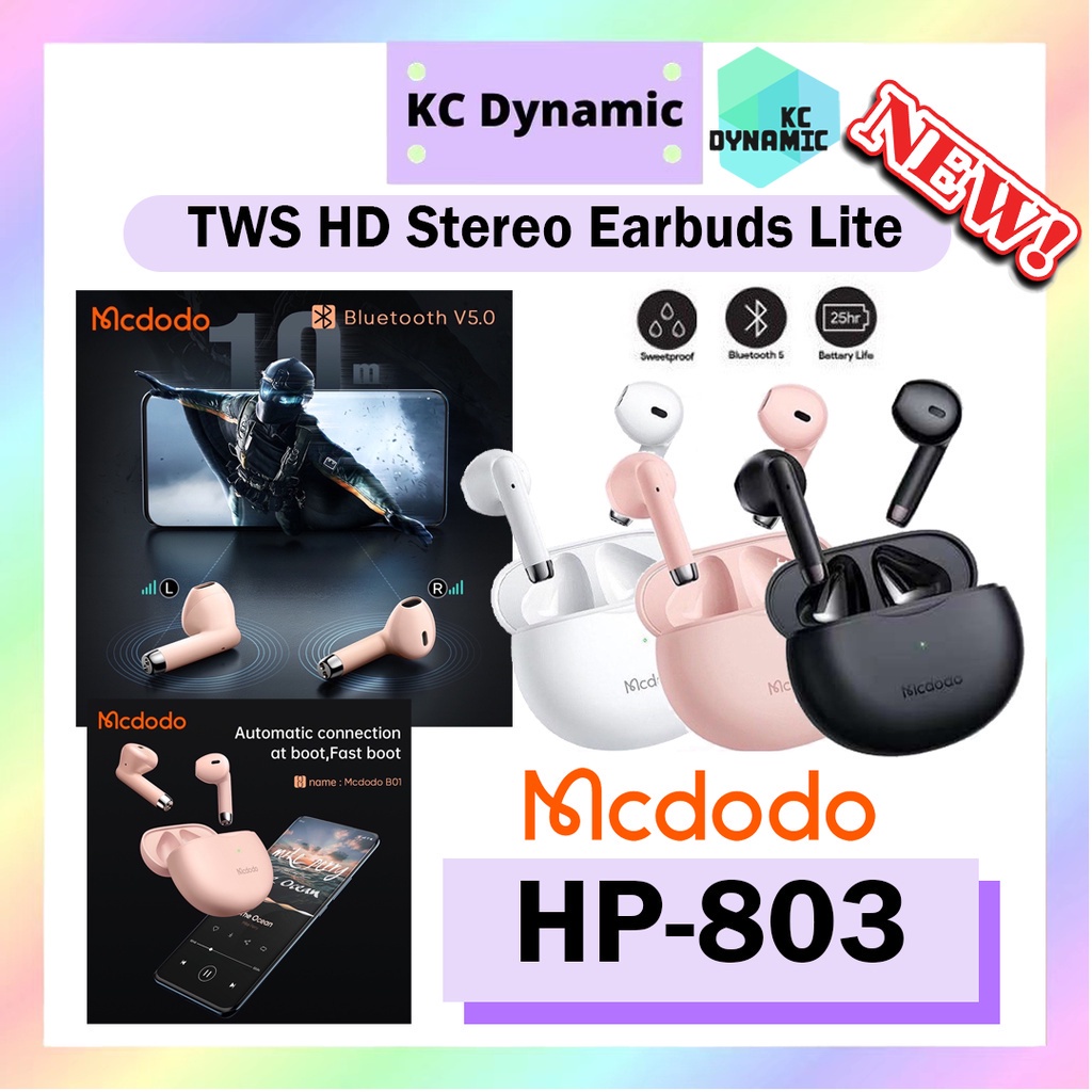 Mcdodo HP-803 TWS Wireless Earbuds Bluetooth 5.0 Earphone in-Ear Headset Cute Earbuds Touch ...