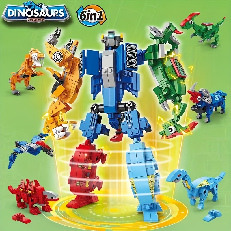 669pcs 6in1 Jurassic Dinosaur Robot Transformation Dinobot World Park ...