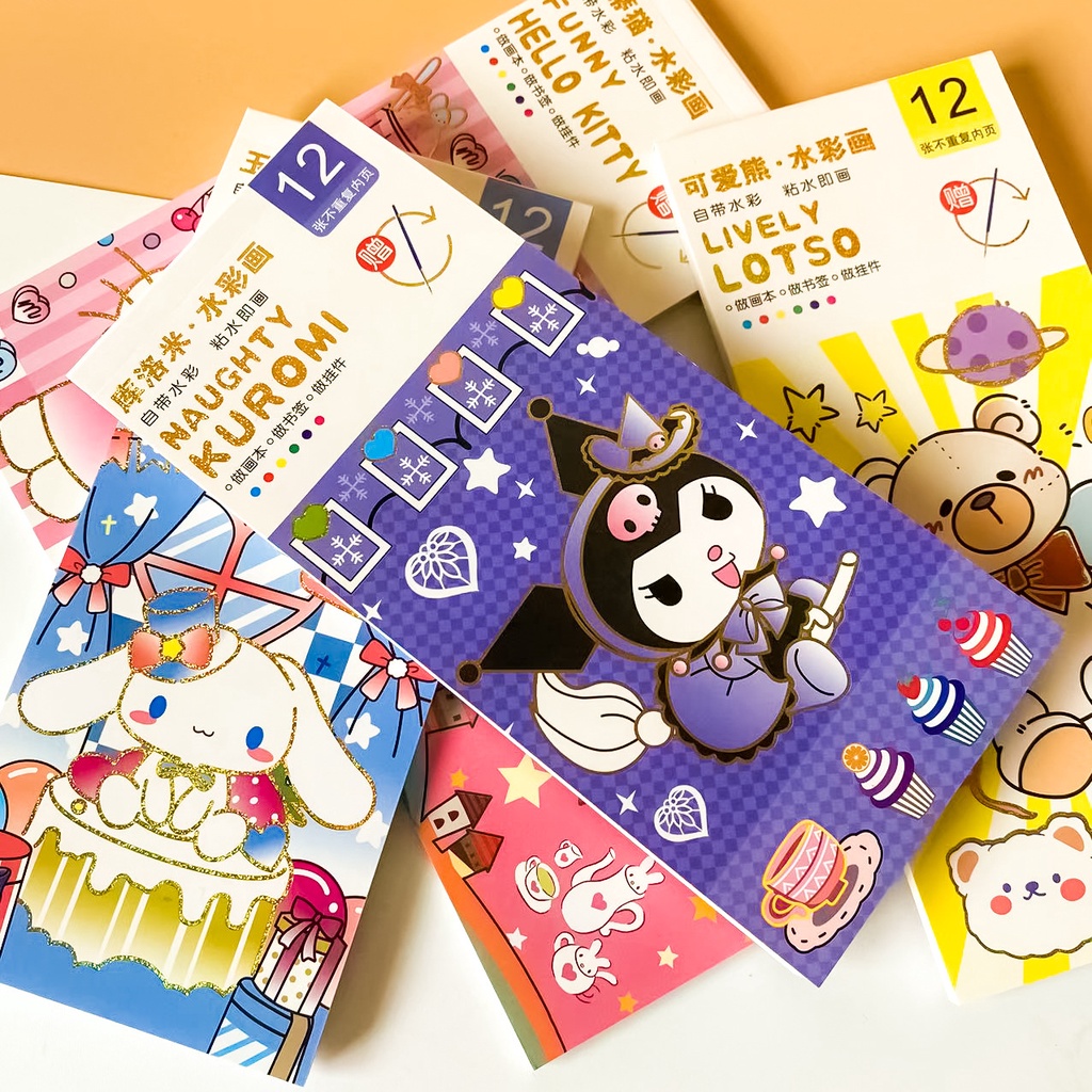 Sanrio Watercolor Painting Book New Style Gilding Drawing Book Cartoon ...