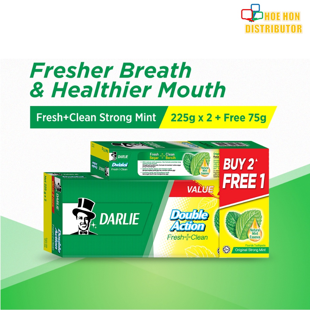 [Value Pack] Darlie Toothpaste Double Action Fresh Clean 225g x 2pcs ...