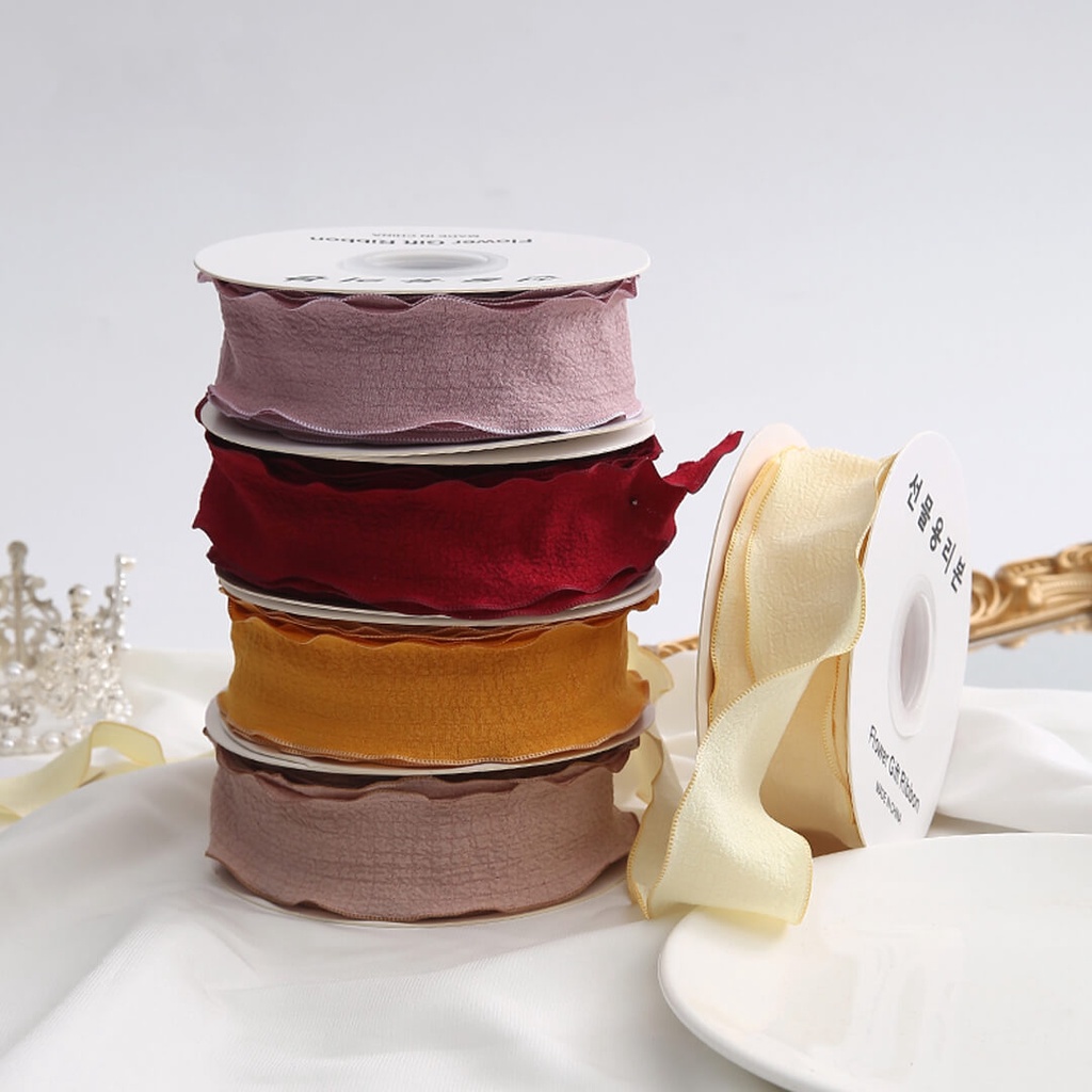 SHIOK 2.5cmx10yard Wrinkled Polyester Fabric Ribbon For DIY Pleated ...