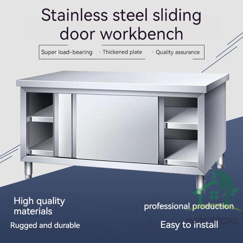 🔥Ready Stock🔥Stainless steel sliding door workbench/kitchen console ...