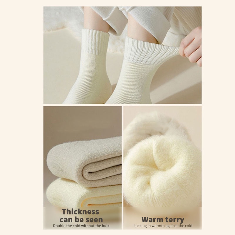 Women Socks Wool Autumn Winter Warm Snow Macaron Color Thick Plush Hairy Soft Postpartum ...