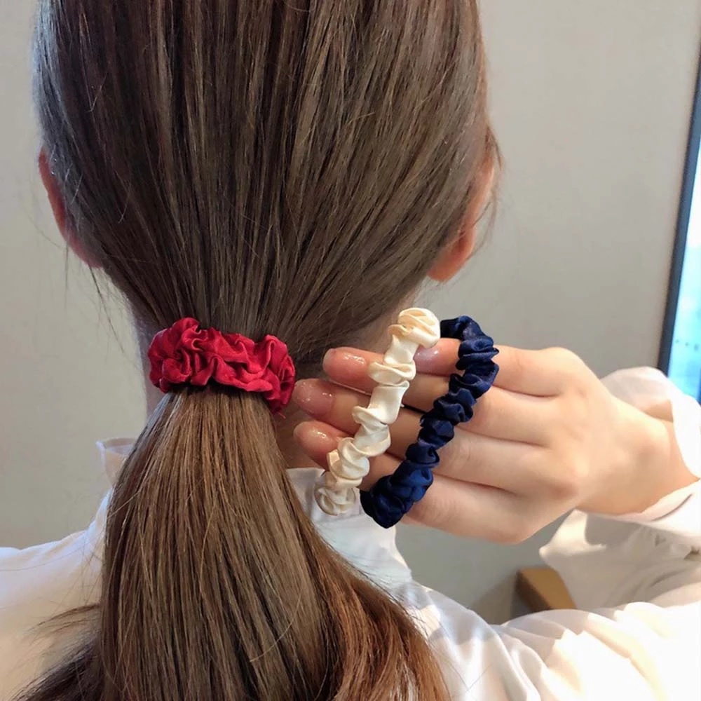 4 Pcs Women Satin Hair Ties Color Elegant Vintage Silk Satin Elastic ...