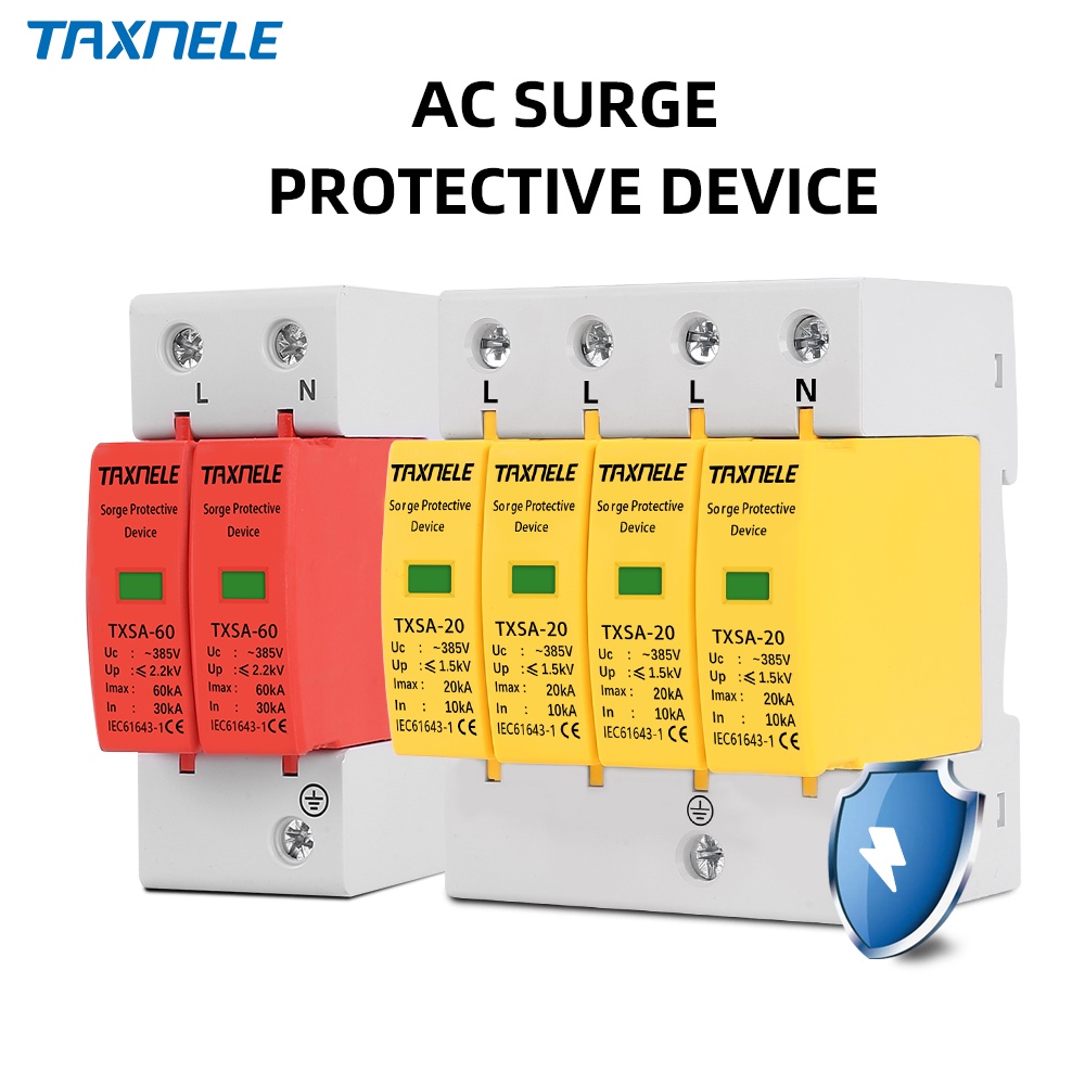 AC SPD 2P 4P 275V 385V 420V 20KA 40KA 60KA House Lightning Surge Protector Low Voltage ...