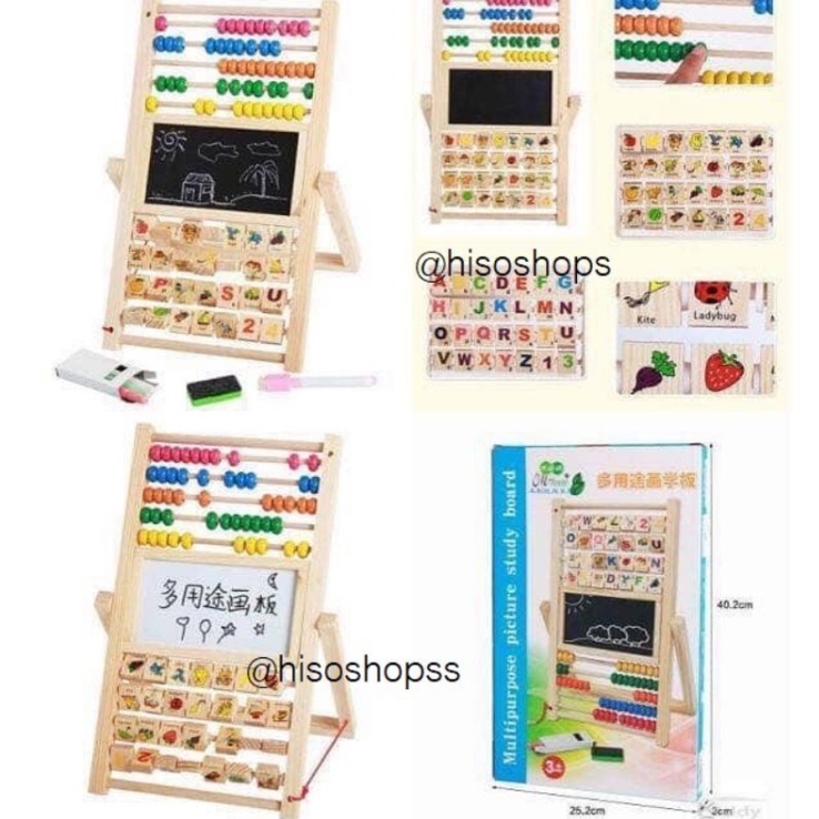 !! Multi-Purpose 4 IN 1 Blackboard Wooden Board With Abacus Multicolor ...