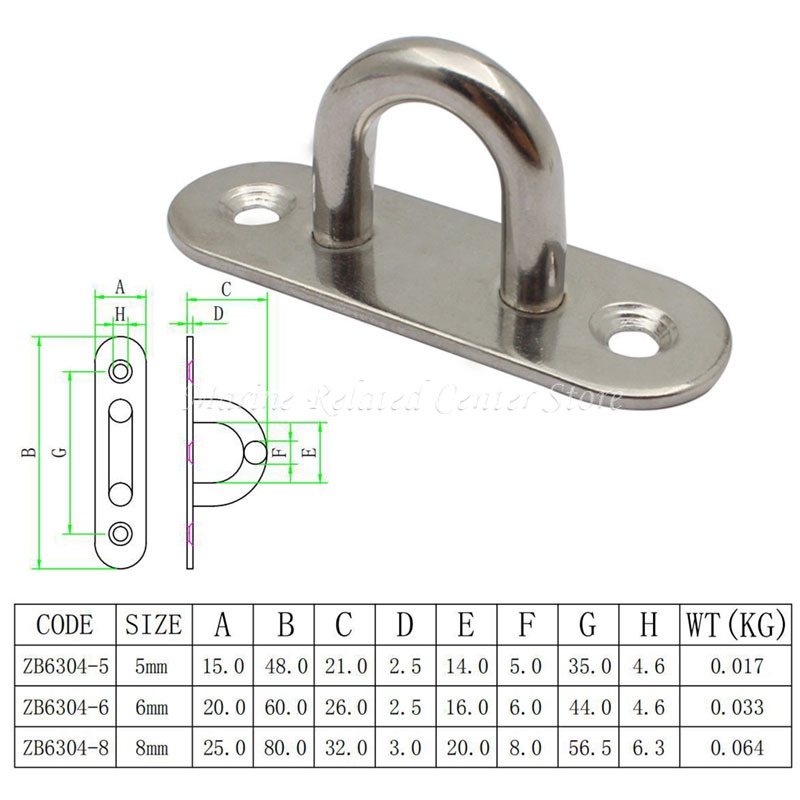 M5 M6 M8 Stainless Steel 304 Pad Eye Plate Hook Fixed Deck Door Buckle ...