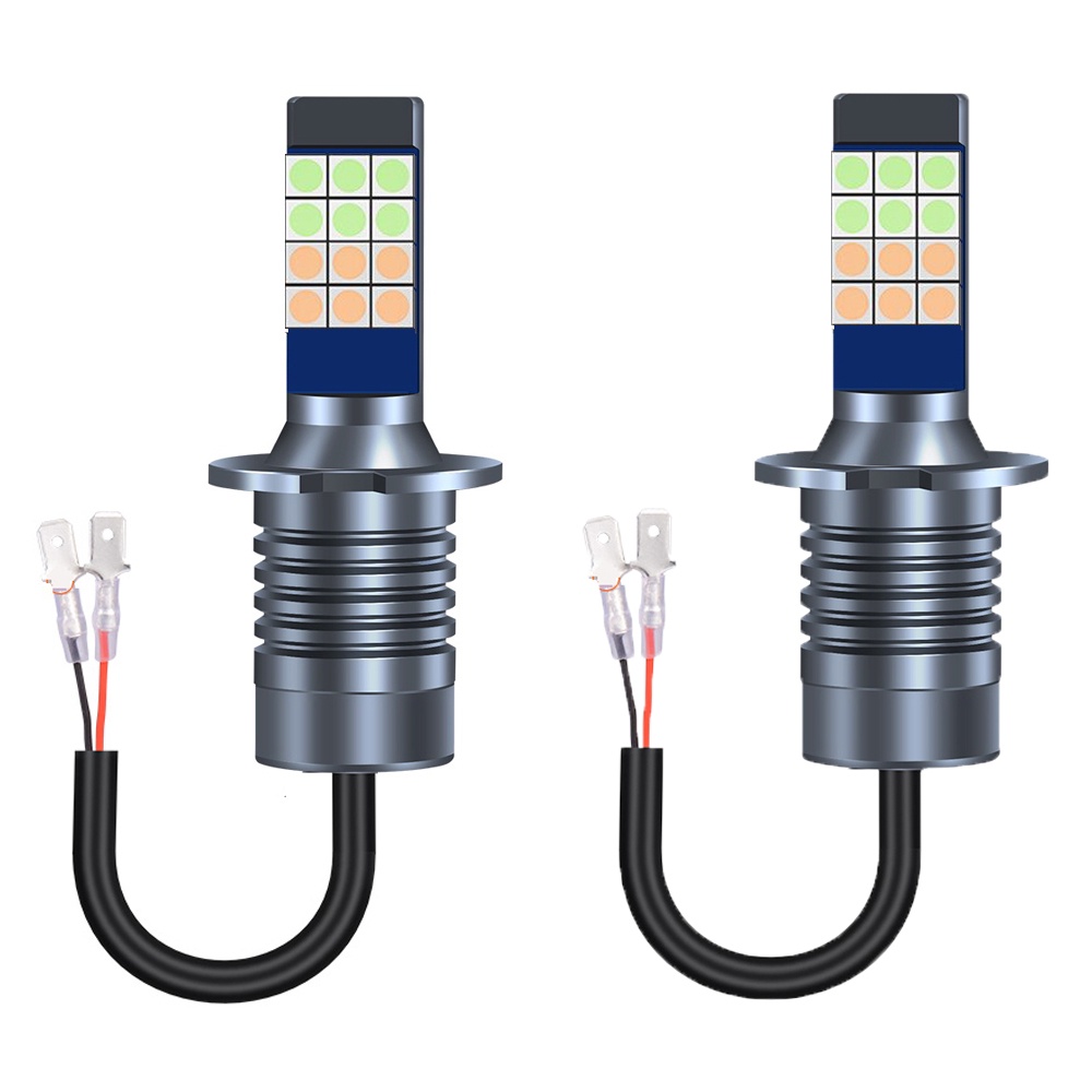 2Pcs 24SMD Auto Fog Light Two-Color LED Car Light H8 H11 H3 H4 H7 9005 HB3 9006 HB4 H16 P13W Day ...