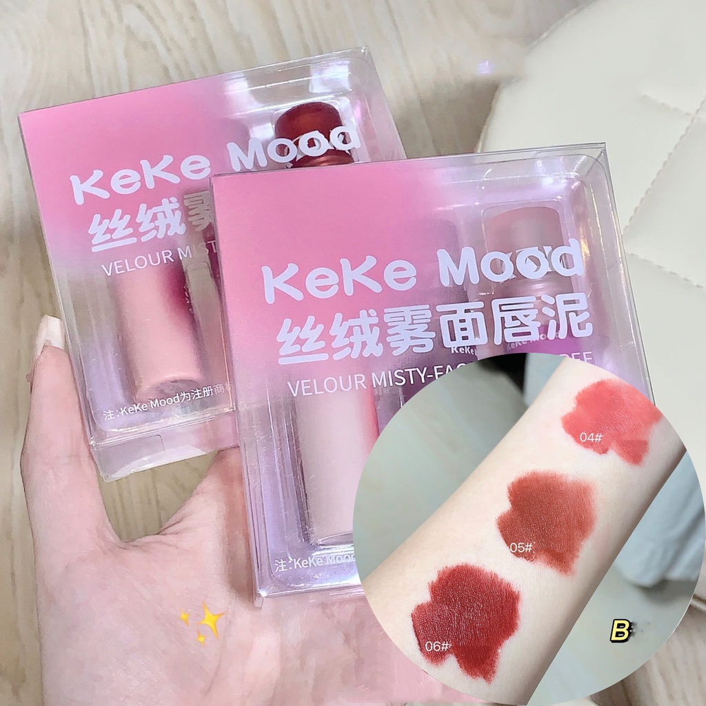 Kekemood 3 PCS/SET Cream Lip Mud Matte Lipstick Whitening Student Lip ...
