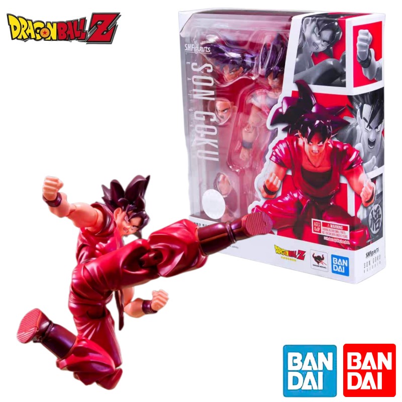 Bandai Shf Anime Dragon Ball Z Joint Movable Kaiouken Son Goku Red ...