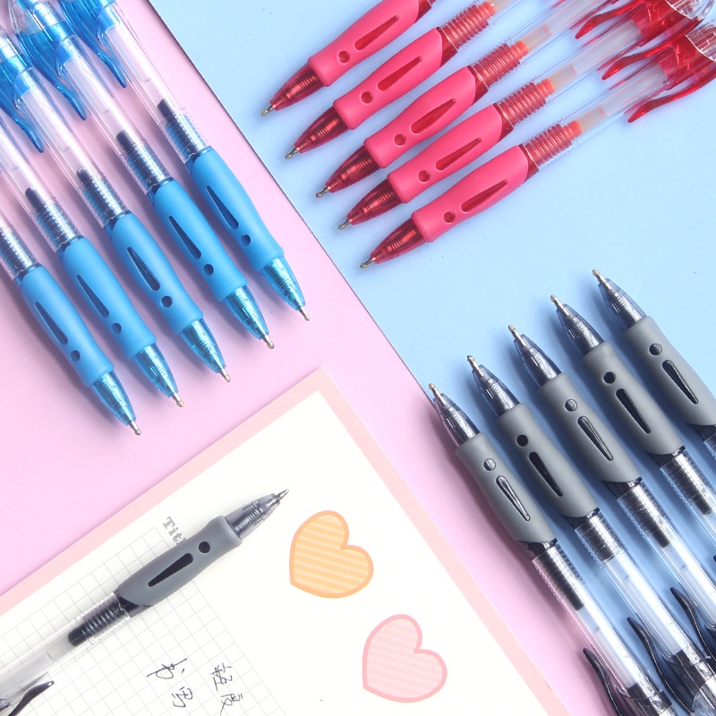 M&P Gel Pen 0.5mm Press Pen Black Red Blue Ink Signature Pen Writing ...