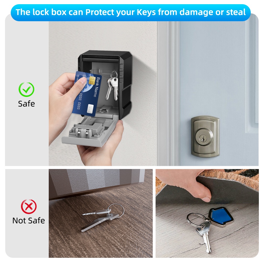 Padlock Key Box Storage Password Metal Quality Anti-Theft Lock Outdoor ...
