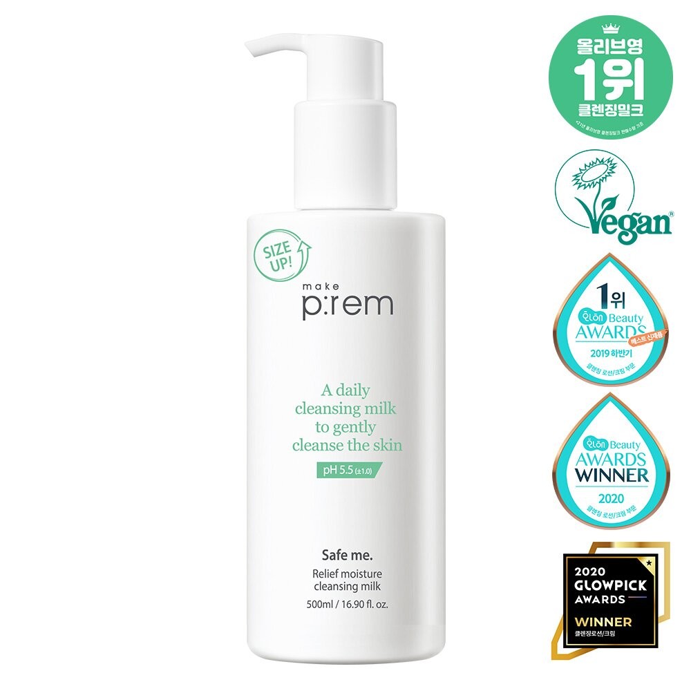 makeprem Safe Me Relief Moisture Cleansing Milk 500mL | Shopee Malaysia