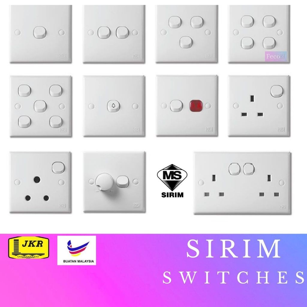 𝐒𝐈𝐑𝐈𝐌 𝐉𝐊𝐑 𝐀𝐩𝐩𝐫𝐨𝐯𝐚𝐥 Socket and Wall Switch / SWITCHES / SWITCH LAMPU ...
