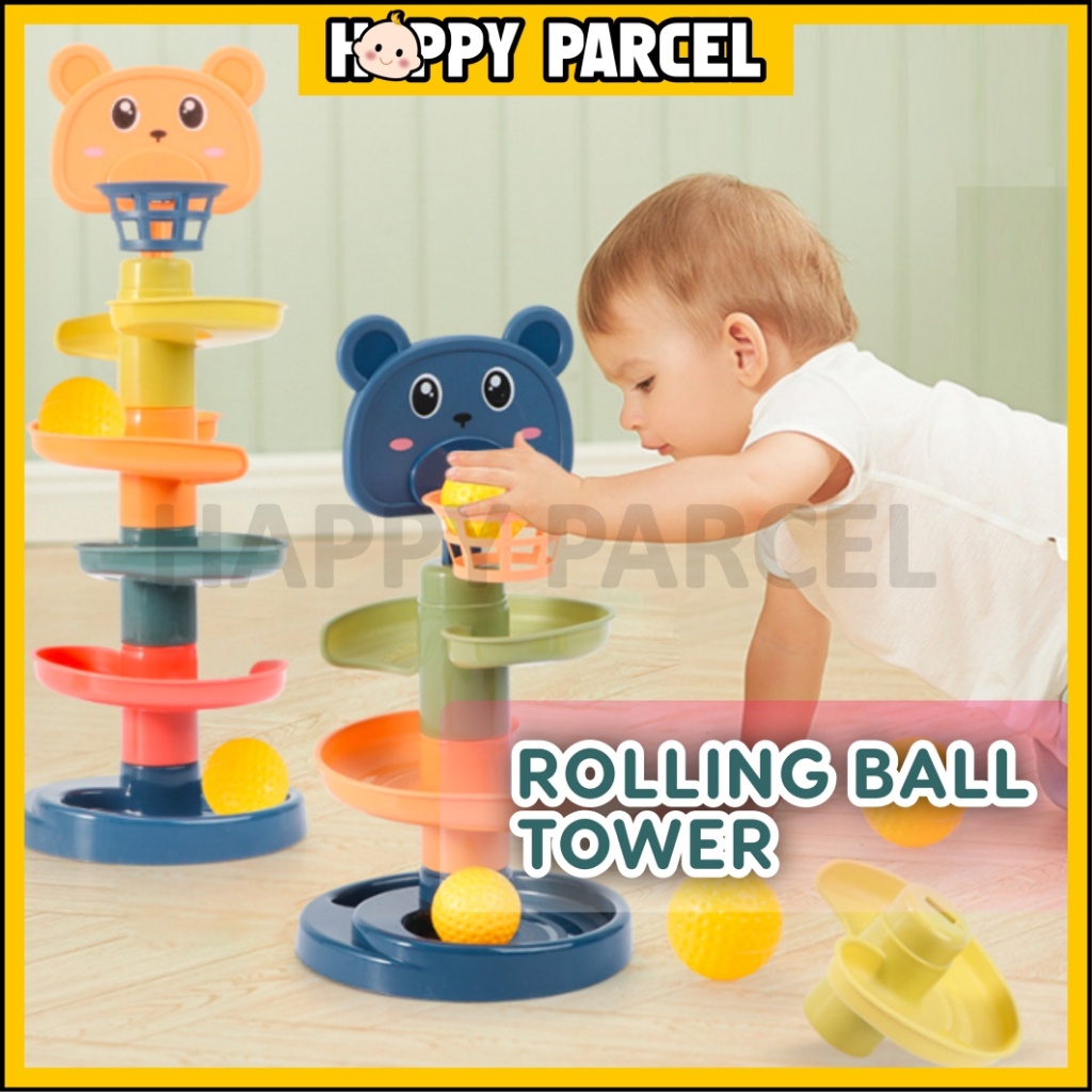 5 Layers Rolling Ball Tower Rolling Sliding Ball Kids Stacking Tower ...