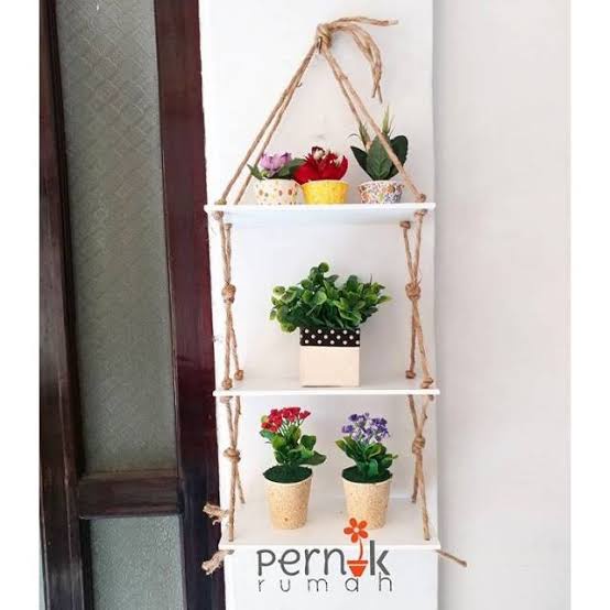 HIASAN DINDING KATUN Premium MACRAME 3 tier shelf / aesthetic 3 tier ...