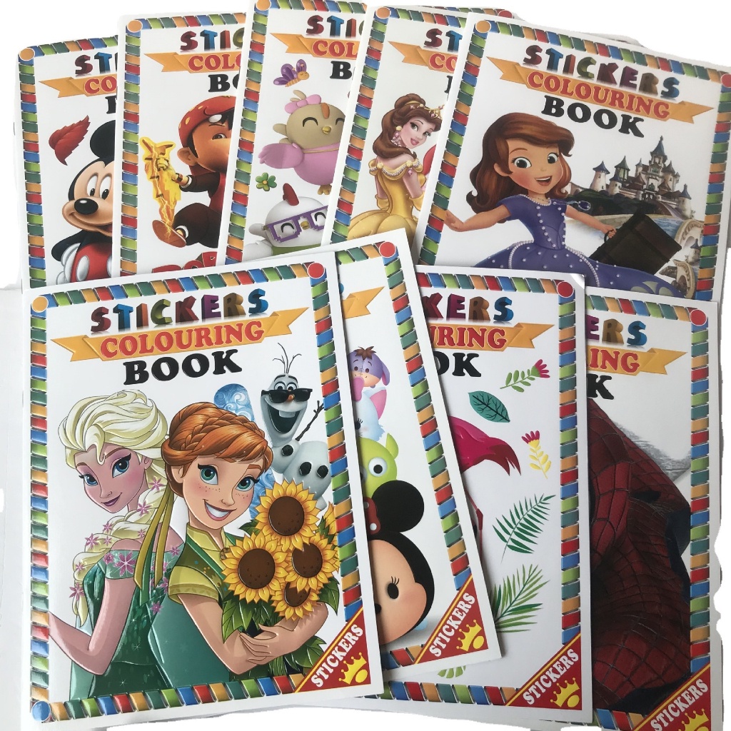 Children Kids A4 Cartoon Sticker Book Colouring Book Kids Drawing Book ...
