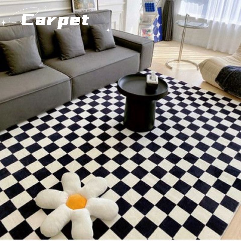 Checkerboard Floor Mat Living Room Bedroom Room Carpet Modern Simple ...