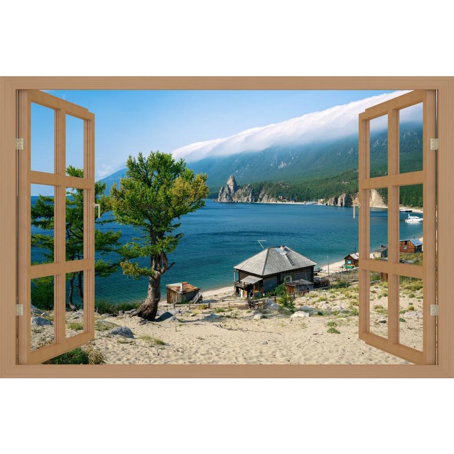 Seaside scenery Sea 3D Window View Sticker Wall Art Vinyl Decal Summer ...