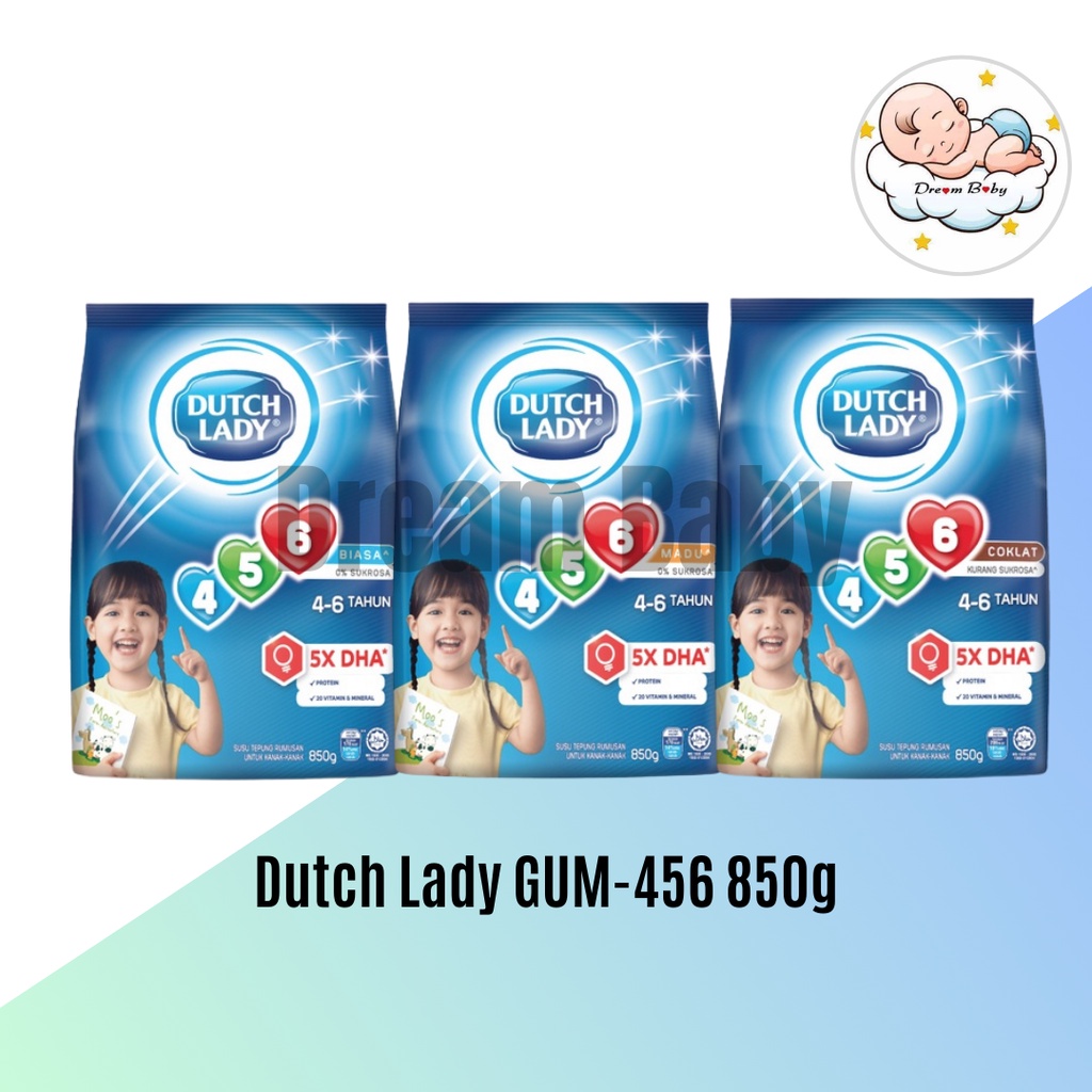 Dutch Lady DutchLady GUM 456 850g (3packs) - Plain/ Honey /Chocolate ...