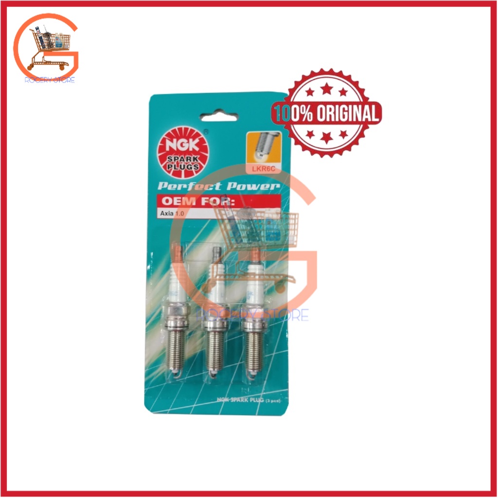 (LKR6C) NGK SPARK PLUG PERODUA AXIA 1.0 BEZZA 1.0CC ONLY (SET/3PCS ...