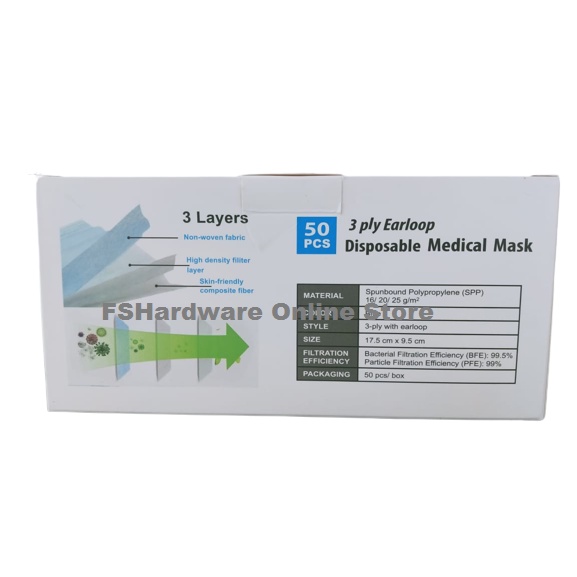 (50Pcs) 3 Layer Blue Disposal Medical Face Mask | Shopee Malaysia