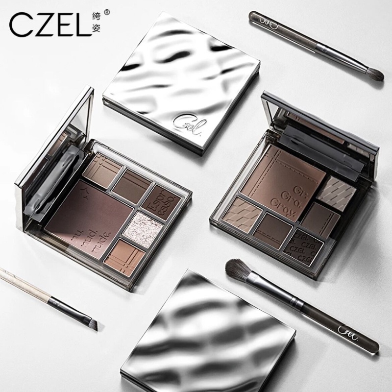 CZEL Eyeshadow Palette 绔姿眼影盘腮红一体盘 Gradient Gray Pink Blush All-in-One ...