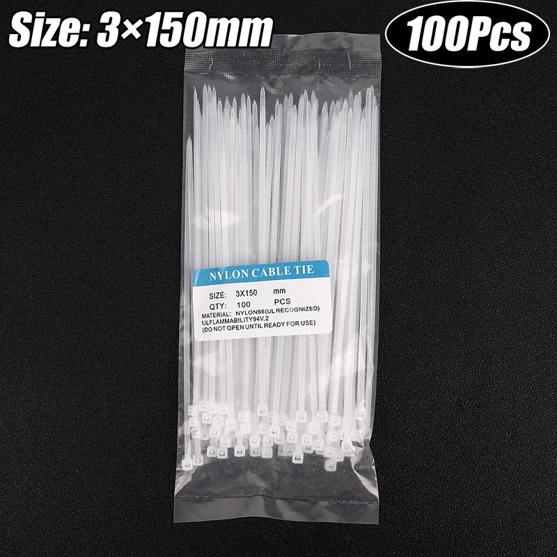 100pcs Hole Mount Nylon Cable Zip Ties / Self Locking Loop Wrap Bundle Tie Straps / Household ...