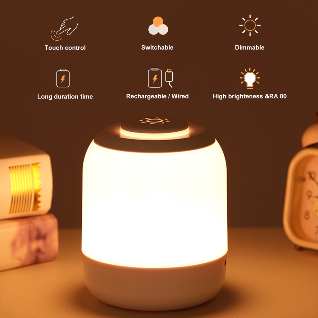 Led Touch Night Light Portable Bedside Lamp Dimming Baby Sleeping Lamp ...