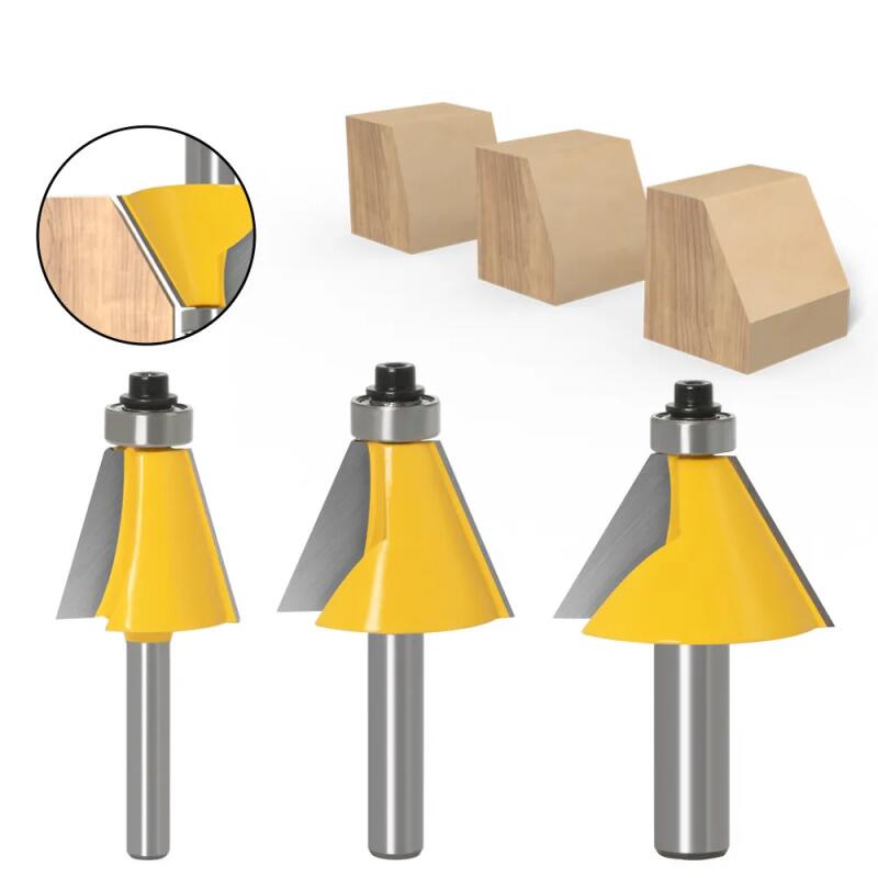 1/3PCS Router Bit Bevel Cutter 6/6.35/8/12/12.7 Shank Alloy 15/22.5/30 ...