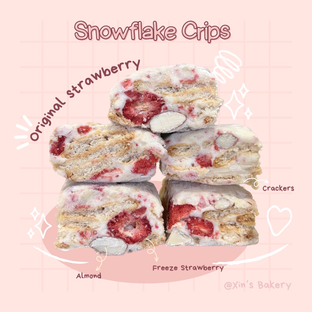 【100% Homemade】 Nougat Snowflake Crisp Snacks With Strawberry, Matcha ...