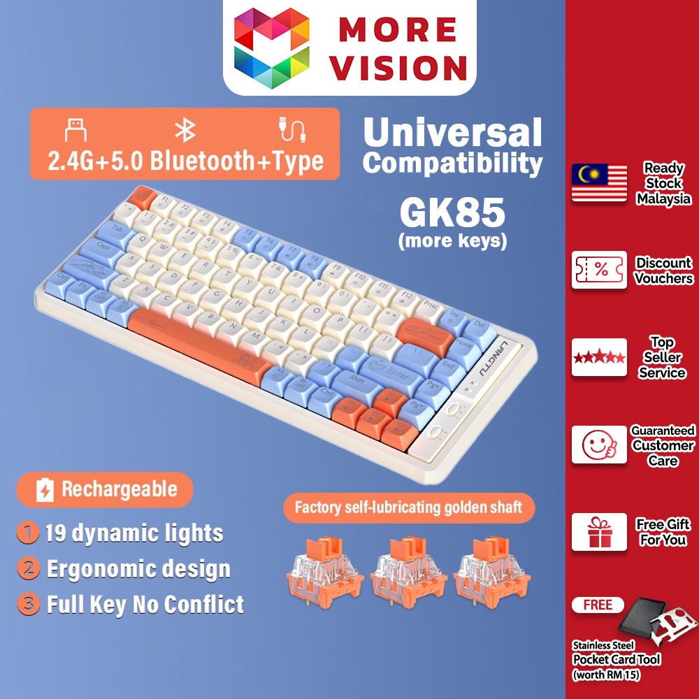 LANGTU GK65 GK85 Mechanical Keyboard 3 Mode Hotswap RGB Backlit ...