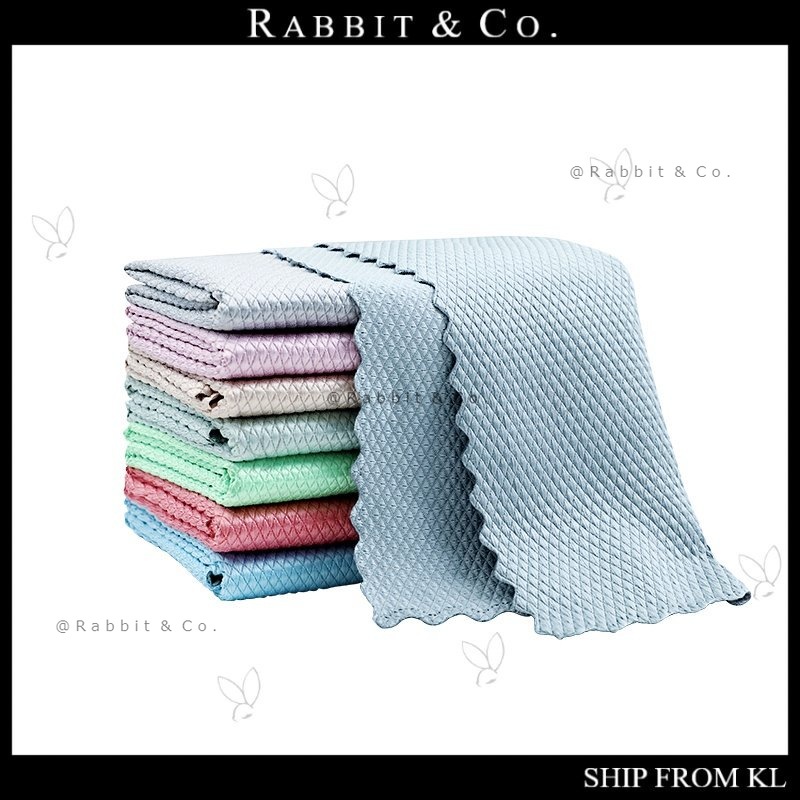 R&C 25cm Fish scale rag Wipe Glass Rags Kitchen Cleaning Towel ...