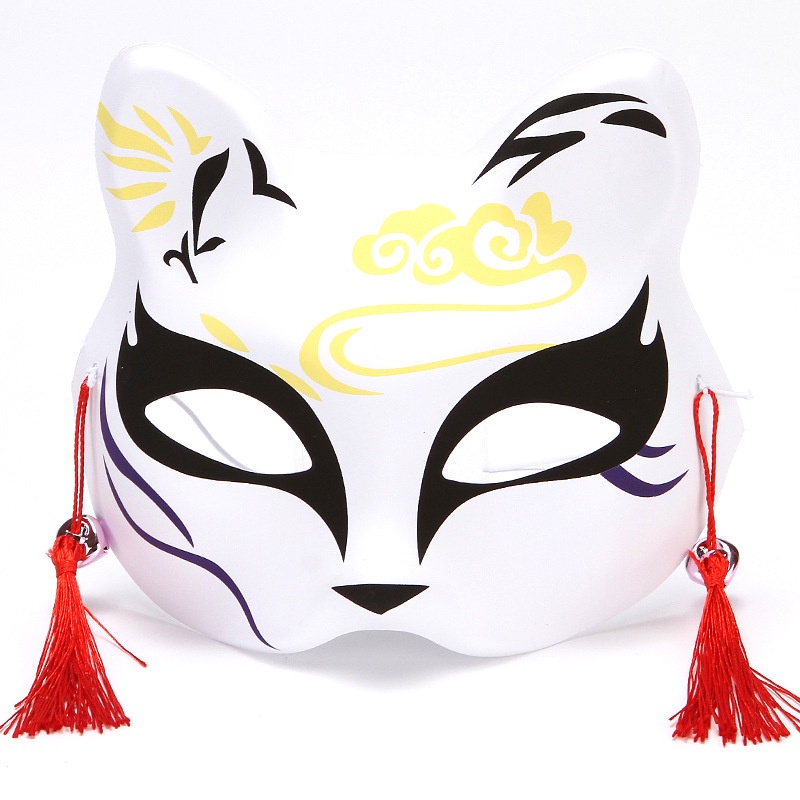 Japanese Cosplay Mask Half Face PVC Kabuki Kitsune Masks Fox Mask ...