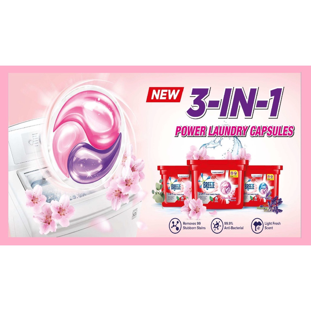 Breeze 3 in 1 Power Laundry Capsules | Shopee Malaysia