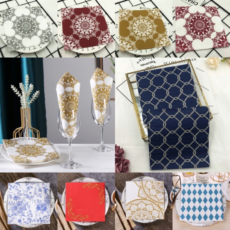 20pcs/pack European Style Multicolor Floral Paper Napkins Event & Party ...