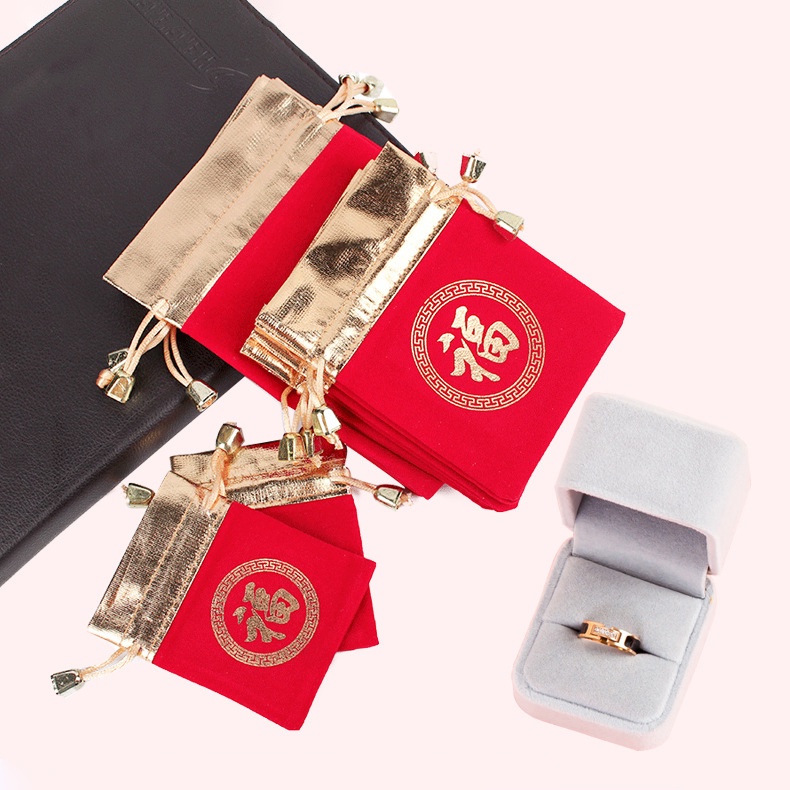 Red Cloth Jewelry Drawstring Pouches Bags Chinese New Year’s Gift ...