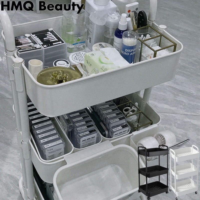 Multi-functional Eyelash Tool Storage Cart 3-tier Plastic Rolling ...