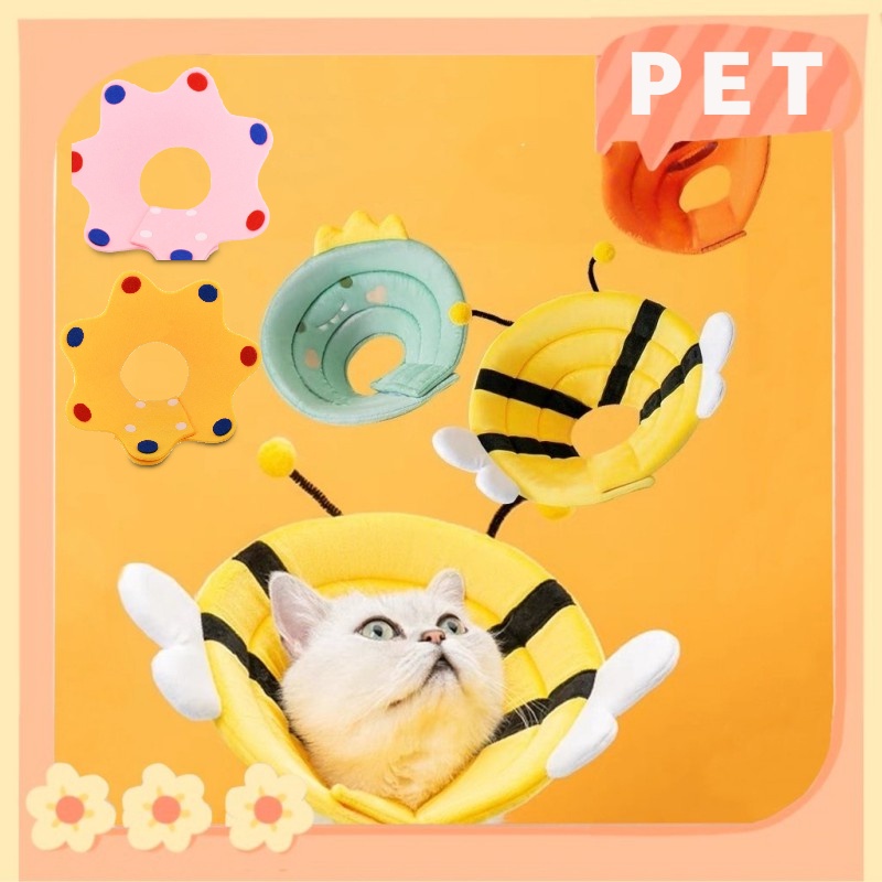 Pet Elizabeth Collars Adjustable Cat E-collar Anti-Licking Headgear ...