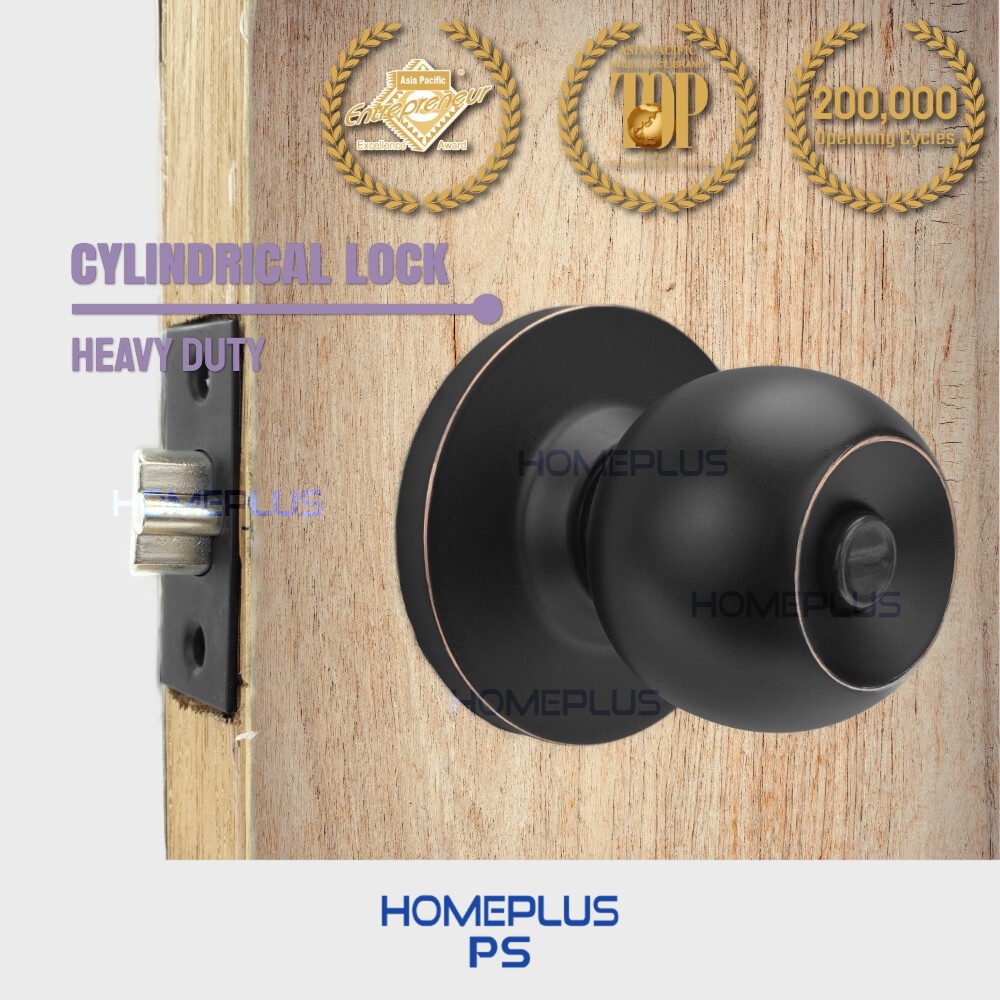 Homeplus A87600US10B Heavy Duty Matte Black Cylindrical Door Lock ...