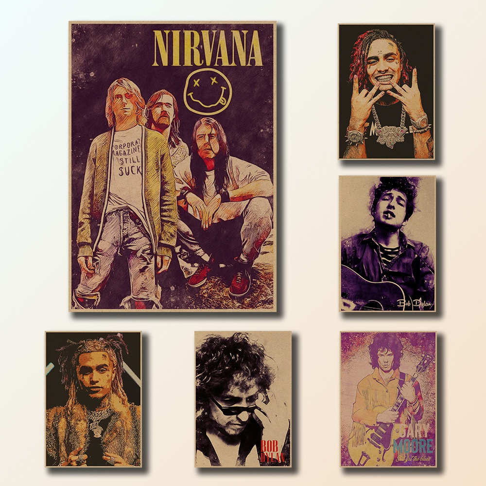 Vintage Rock Star Compilation Poster for Home Bar and Coffee Shop ...